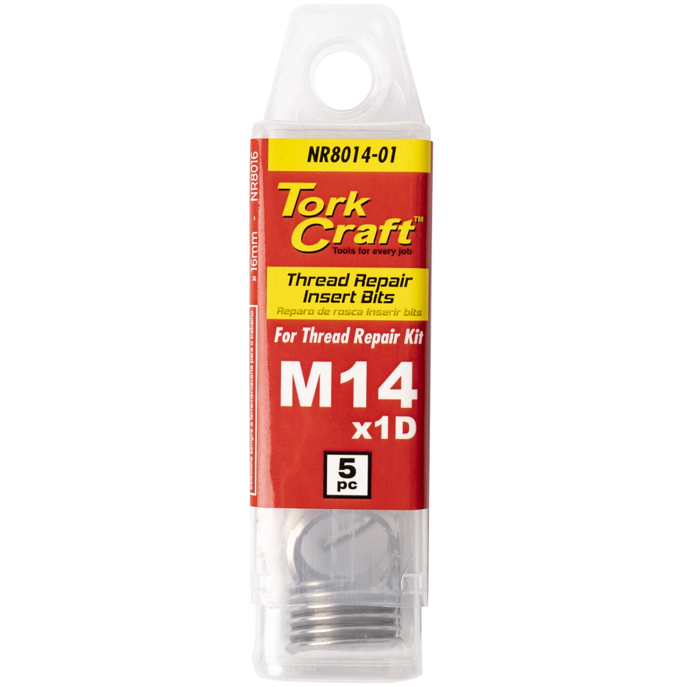 TORK CRAFT - THREAD REPAIR KIT M14 X 1D REPLACEMENT INSERTS 5PCE NR8014 ...