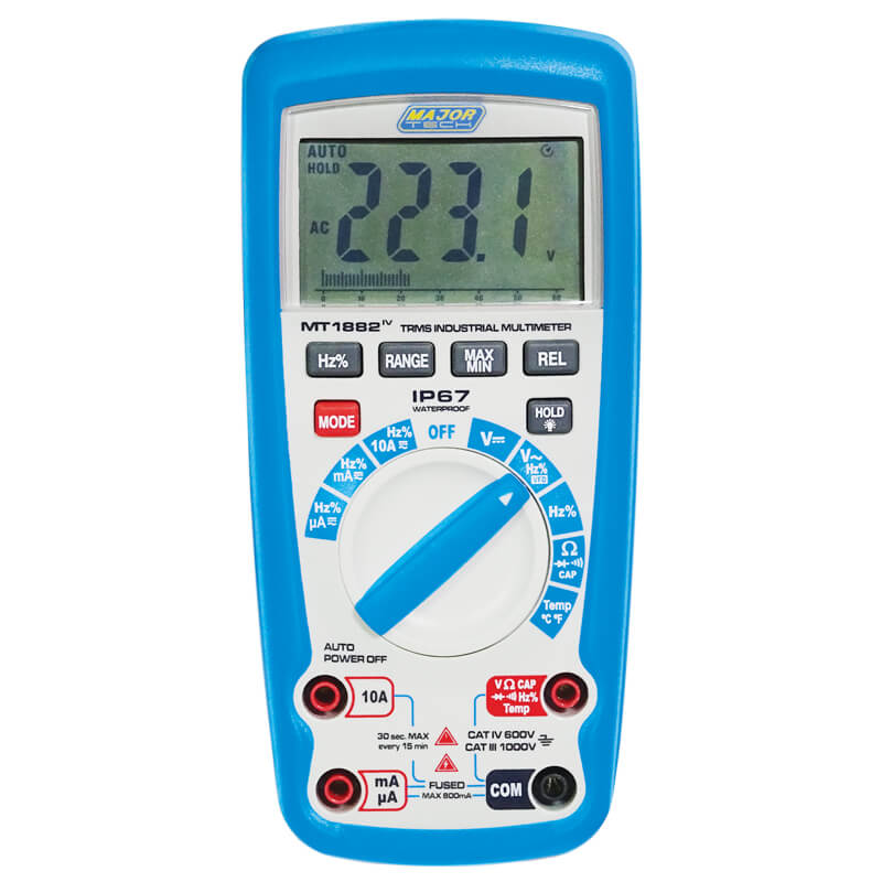 MAJOR-TECH - 1000V AC/DC IP67 TRMS Multimeter, CAT IV 600V MT1882 - BR ...
