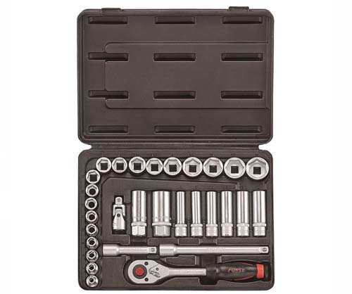 FORCE 3/8 DR 30PC 6PT FLANK SOCKET SET 6-24MM FO3302 - BR Trading