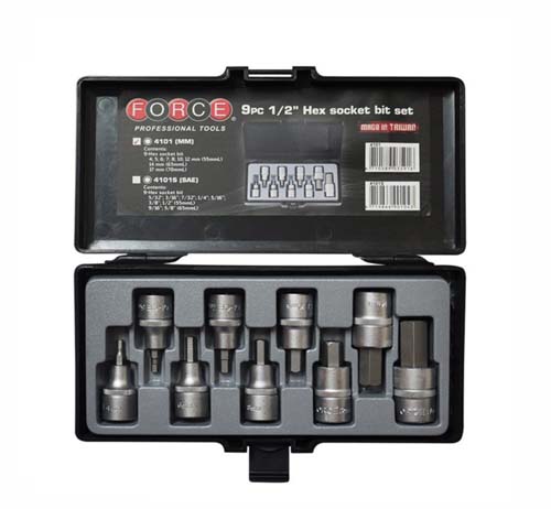 FORCE 1/2 DR 9PC SOCKET HEX BIT SET 4-17MM FO4101 - BR Trading