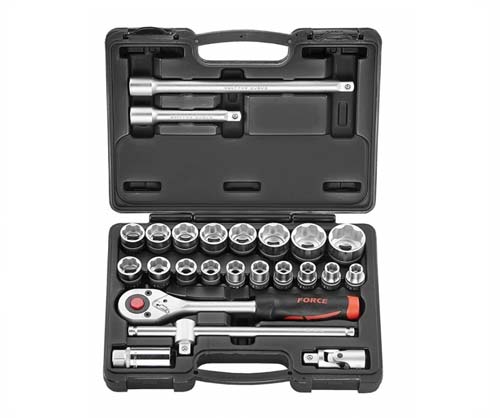 FORCE 1/2 DR 24PC SOCKET SET 10-32MM STD CHROME FO4246 - BR Trading