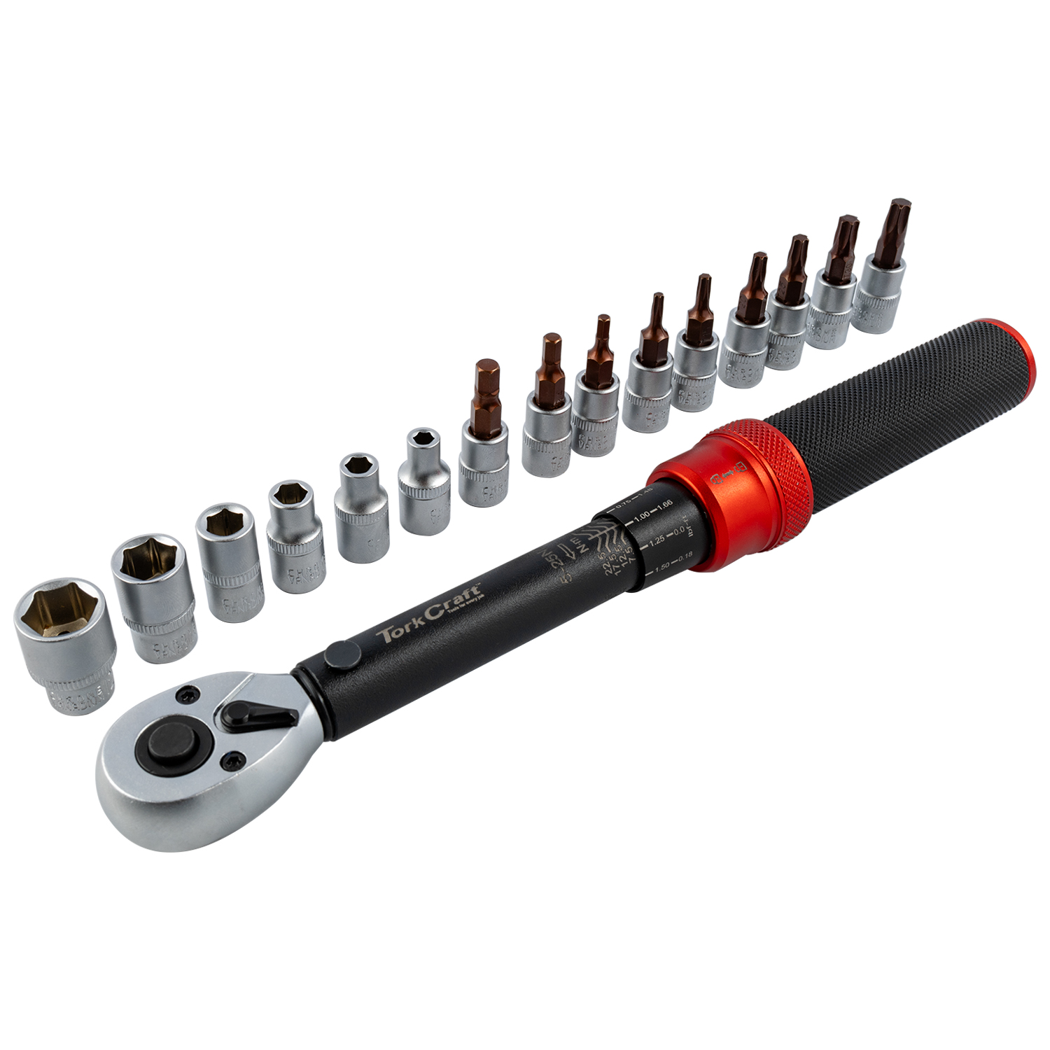 TORK CRAFT - TORQUE WRENCH 1/4" SOCKETS & BIT SET 16PC TCTQ140016 - BR ...