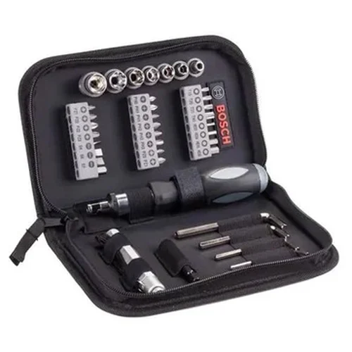 BOSCH - 38pc Blue mixed set (torch, ratchet hand screwdriver, bits ...